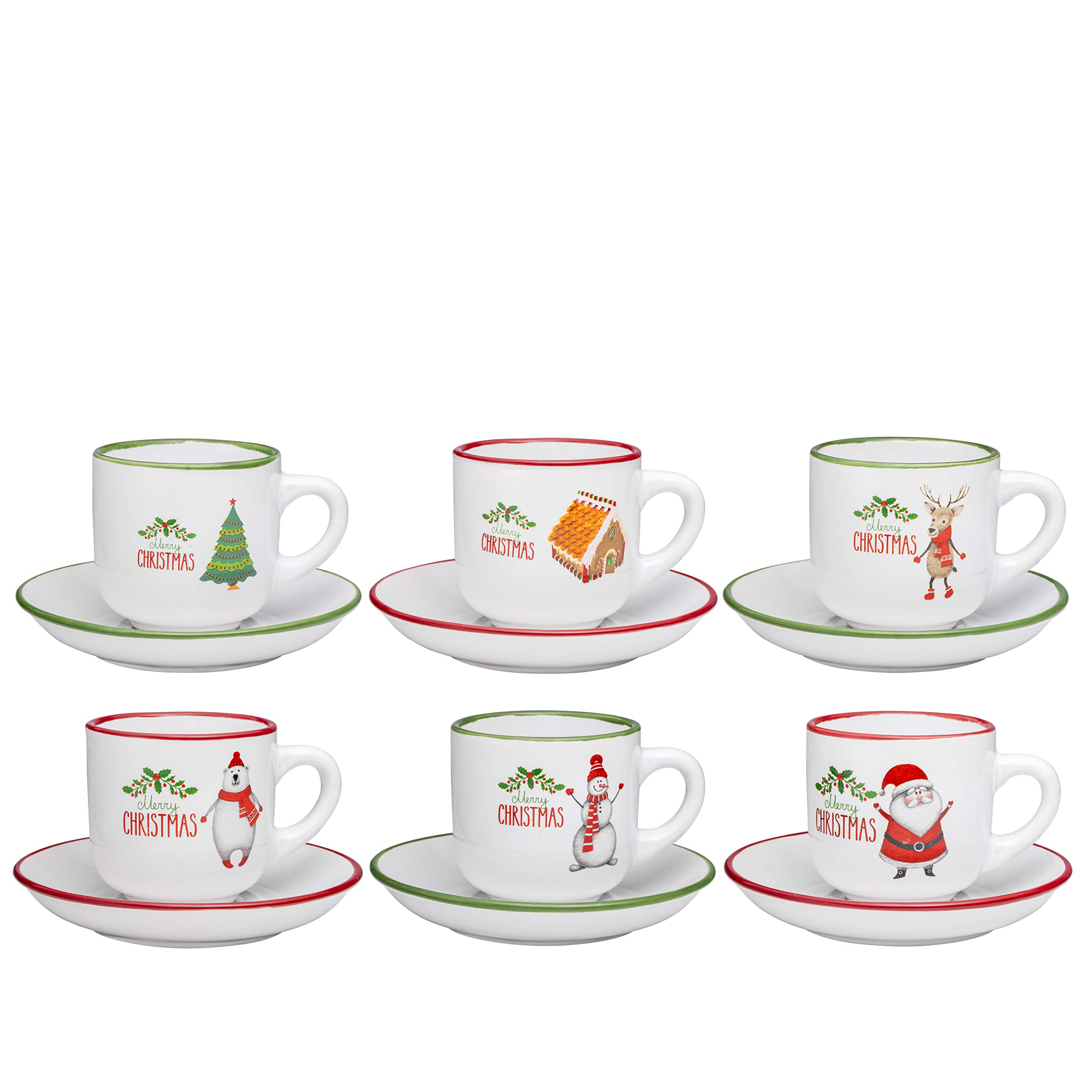 Bruntmor Gift Choice: Espresso Cups And Saucers Set Of 4. Small 4 Ounce Stackable Espresso Cups With Rack. Stacking Espresso Coffee Cup Of 4. Theme, 4 Oz