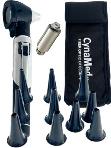 cynamed otoscope - ear scope with light, ear infection detector, pocket size (black)