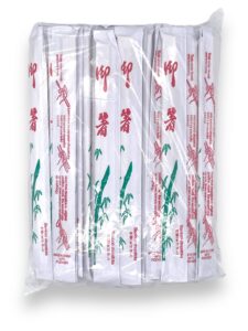 chinese bamboo disposable chopsticks - pack of 100 pairs, 9" long, has directions on the back of each pair! great for everyone and food service customers!