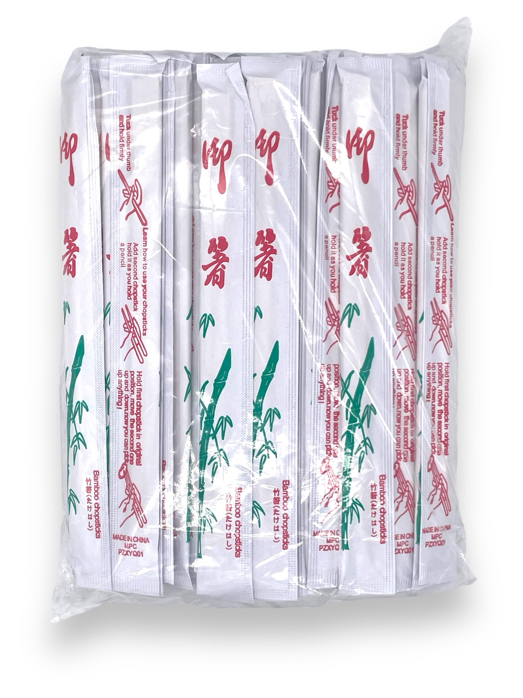 Chinese Bamboo Disposable Chopsticks - Pack of 100 Pairs, 9" long, Has Directions on the Back of Each Pair! Great for Everyone and Food Service Customers!