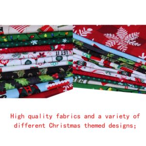 20 Pieces Cotton Fabric Christmas Fabric Bundles Sewing Square Fabric Scraps Christmas Printing Quilting Fabric Squares 10 Christmas Patterns Cotton Patchwork for DIY Craft Christmas Party Supplies