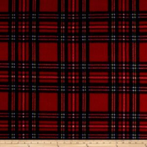 camelot fabrics fleece plaid stewart tartan red royal fabric by the yard