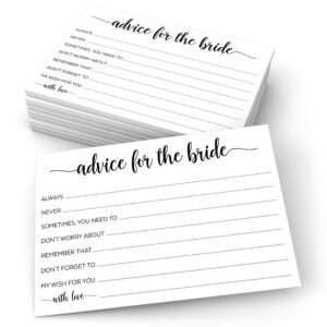 321done advice for the bride, made in usa - 4x6 white, fun bridal shower game, keepsake, guestbook alternative, thick luxury card stock with modern stylish calligraphy script design - 50 cards