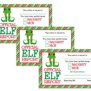 Pink Pixie Studio 25 Official Elf Reports- 4 x 6 Elves Notice Naughty or Nice Behavior to Accompany Your Holiday Christmas Elf- North Pole Santa Surveillance Xmas Note Cards