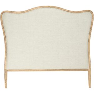 Creative Co-Op, Natural, Queen Modern Farmhouse Solid Oak Wood Headboard with Linen Upholstery, Beige