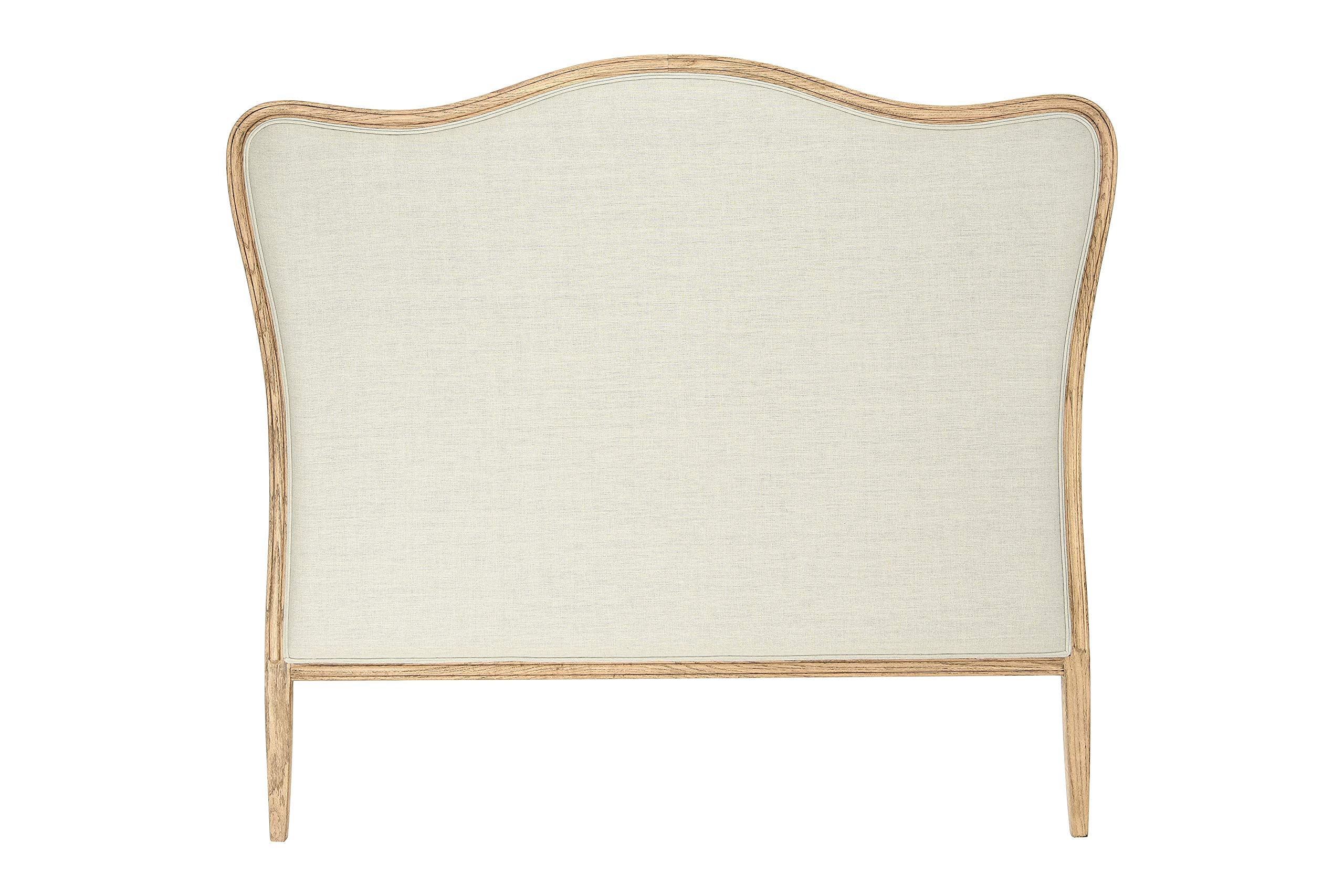 Creative Co-Op, Natural, Queen Modern Farmhouse Solid Oak Wood Headboard with Linen Upholstery, Beige