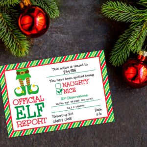 Pink Pixie Studio 25 Official Elf Reports- 4 x 6 Elves Notice Naughty or Nice Behavior to Accompany Your Holiday Christmas Elf- North Pole Santa Surveillance Xmas Note Cards