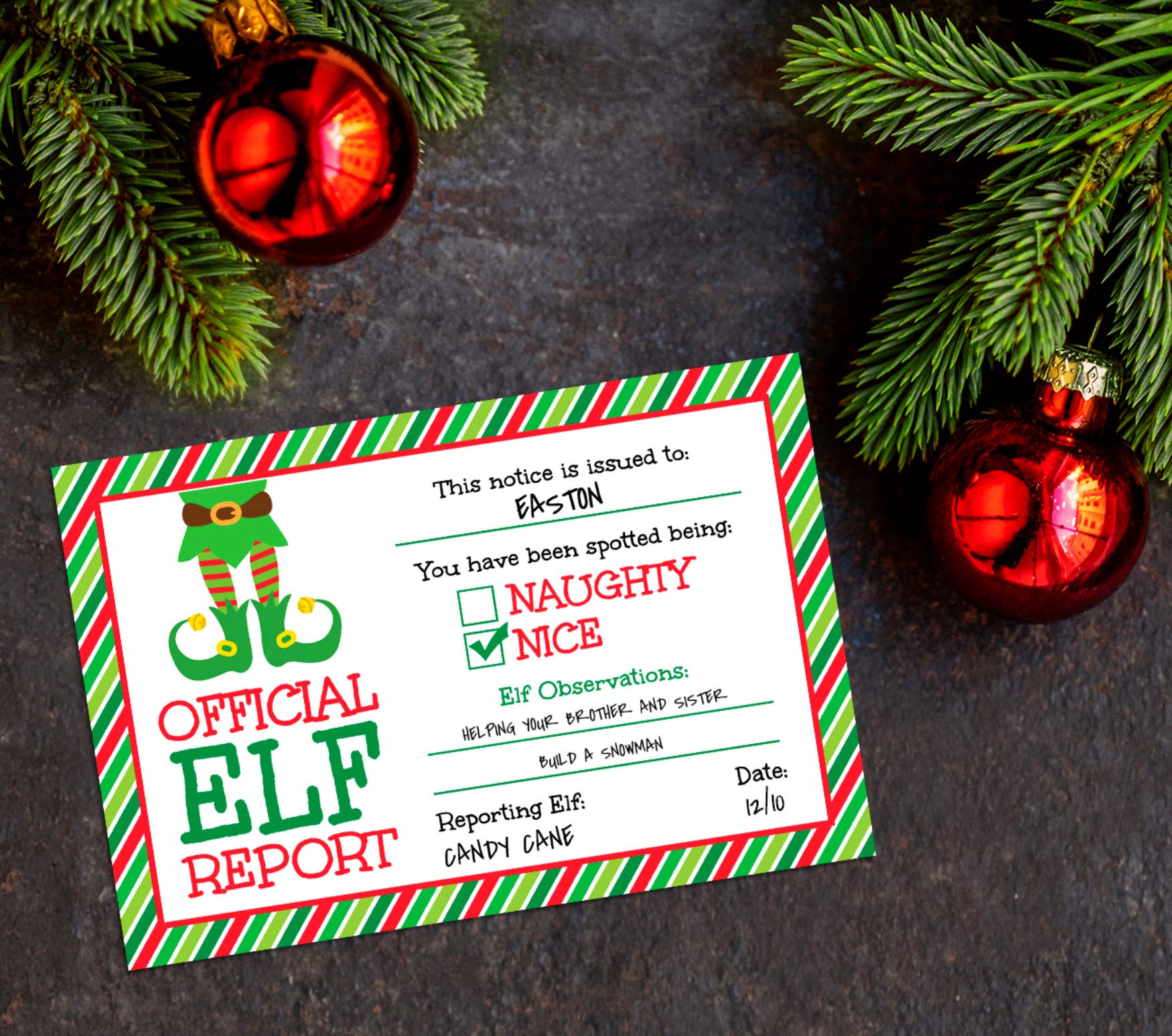 Pink Pixie Studio 25 Official Elf Reports- 4 x 6 Elves Notice Naughty or Nice Behavior to Accompany Your Holiday Christmas Elf- North Pole Santa Surveillance Xmas Note Cards