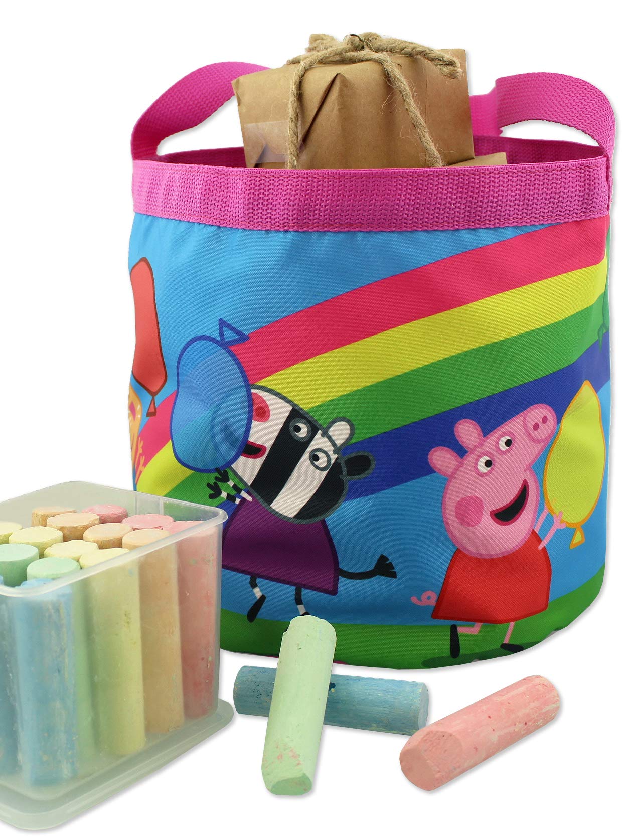 Peppa Pig Girls Collapsible Nylon Bucket Toy Storage Gift Tote Bag (One Size, Multicolor)