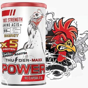 Thunder New Max Vitamins Health Supplement Capsules Rooster Booster Chicken Increasing Energy Formula Feed Cock Fighting Gamecocks, Good Breeding, Stronger & More Power, Healthy 90 Capsules Hen Food