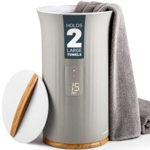 live fine towel warmer | bucket style luxury heater with led display, adjustable timer, auto shut-off | fits 40” x 70” oversized towel - height 21.25 inches and 12.9 inches wide