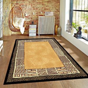 Champion Rugs African Tribal Print Area Rug Rug Non-Slip Floor Mat Living Room Bedroom (5’ 3” X 7’ 5”)