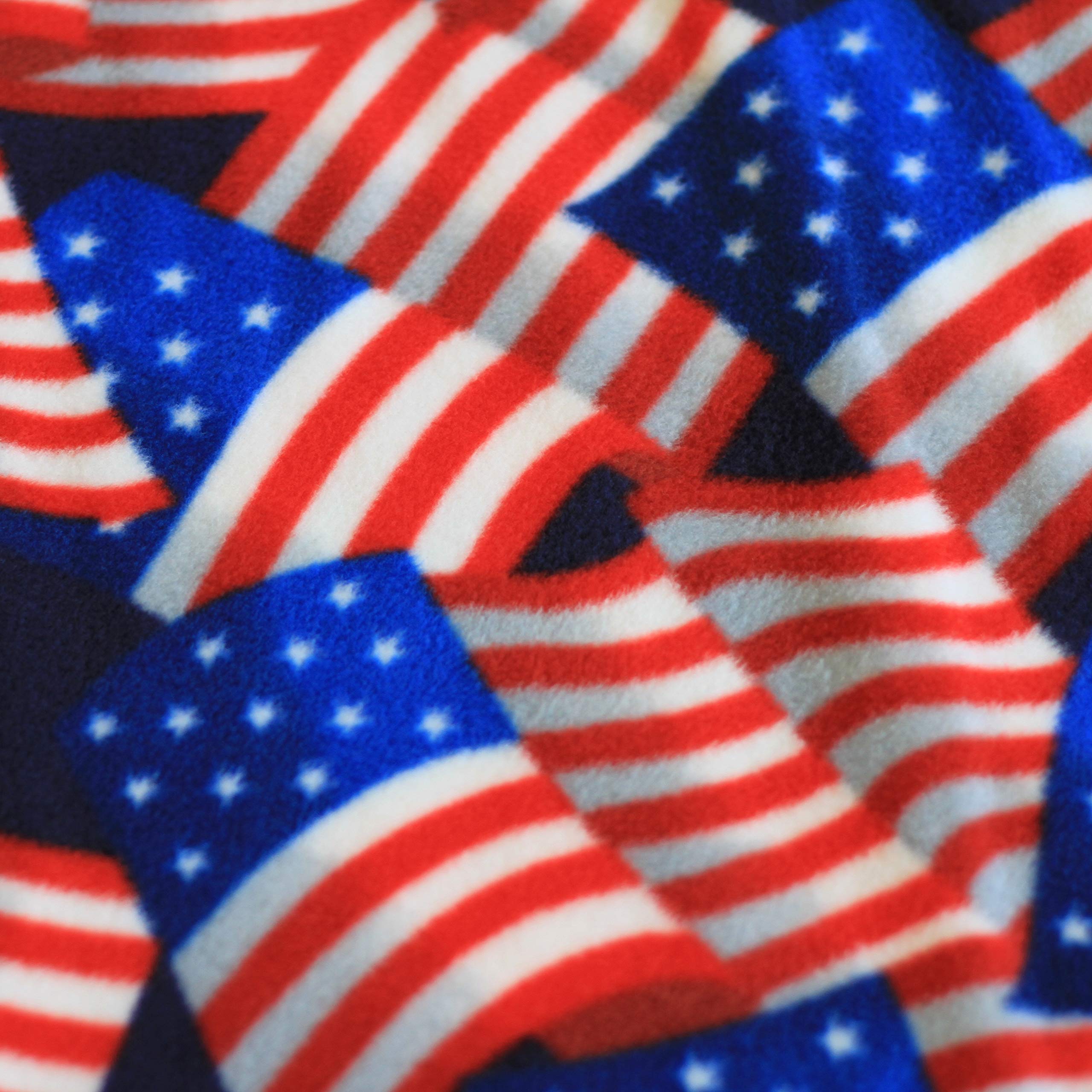 Patriotic American Flags Anti-Pill Premium Fleece Fabric by The Yard