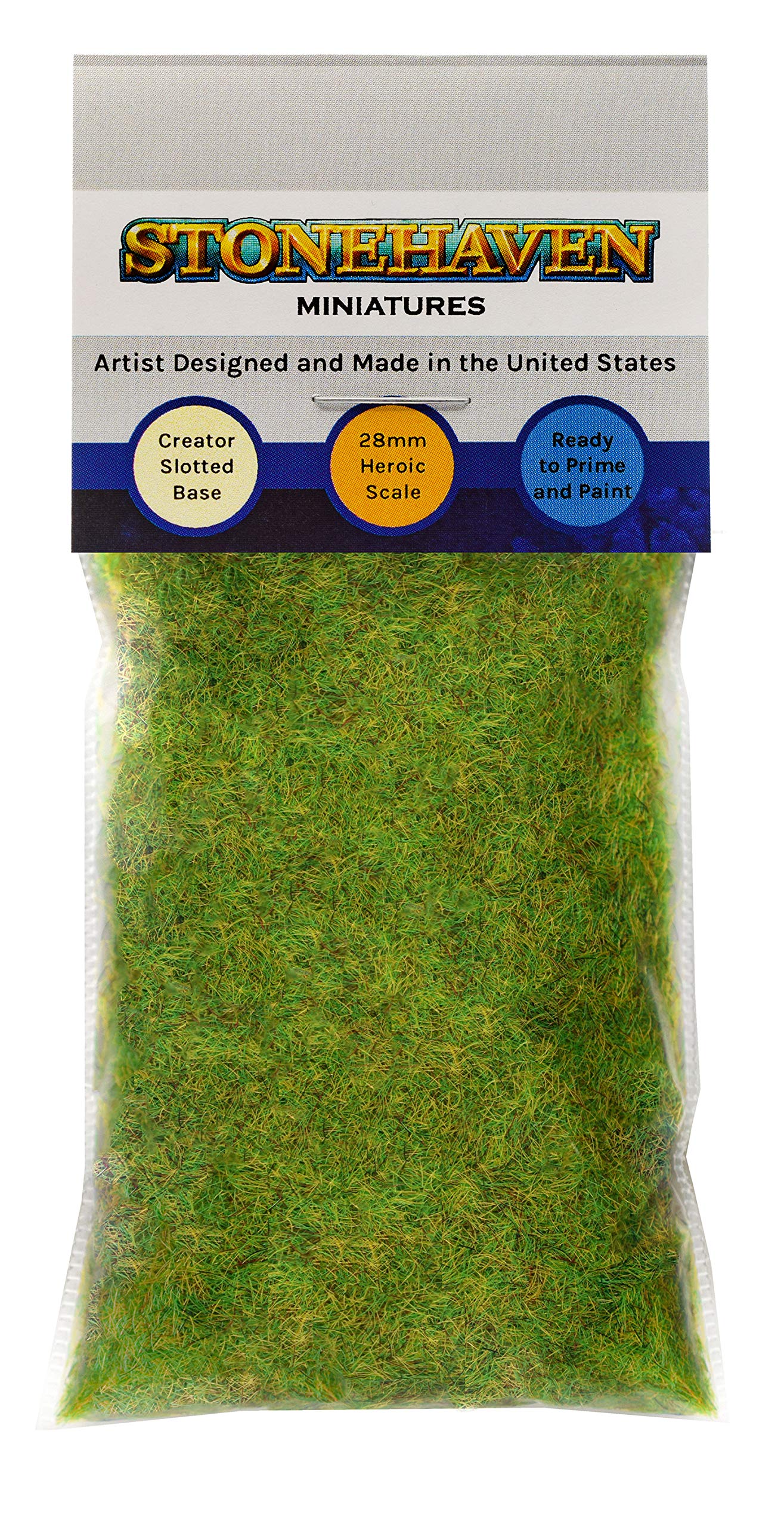 Stonehaven Miniatures Static Grass, Bright Green - 2mm Length Fibers - Master Quality Base & Scenery Flock - Realistic Texture & Detail - for 28mm Scale Table Top War Game Miniatures - Made in USA