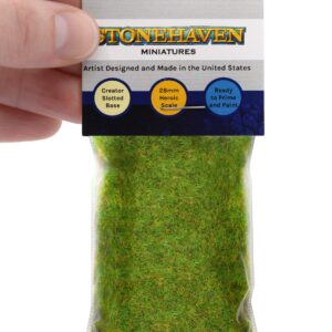 Stonehaven Miniatures Static Grass, Bright Green - 2mm Length Fibers - Master Quality Base & Scenery Flock - Realistic Texture & Detail - for 28mm Scale Table Top War Game Miniatures - Made in USA