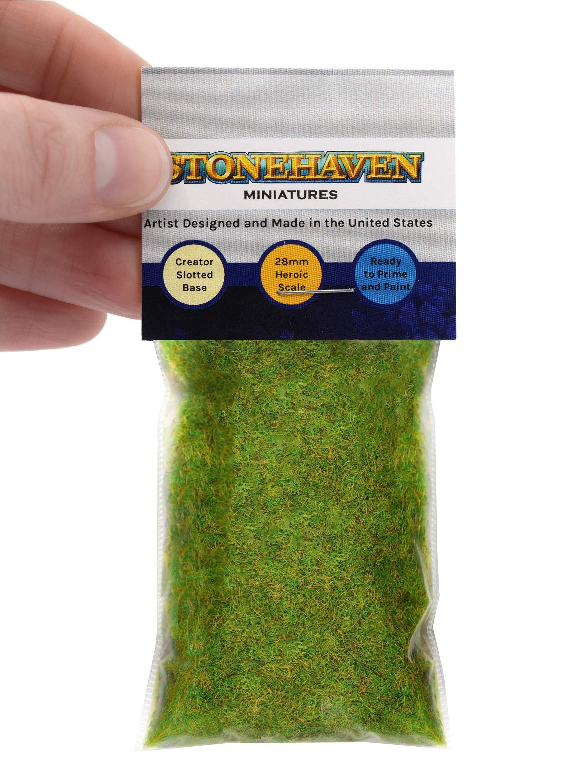 Stonehaven Miniatures Static Grass, Bright Green - 2mm Length Fibers - Master Quality Base & Scenery Flock - Realistic Texture & Detail - for 28mm Scale Table Top War Game Miniatures - Made in USA