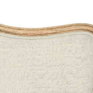 Creative Co-Op, Natural, Queen Modern Farmhouse Solid Oak Wood Headboard with Linen Upholstery, Beige