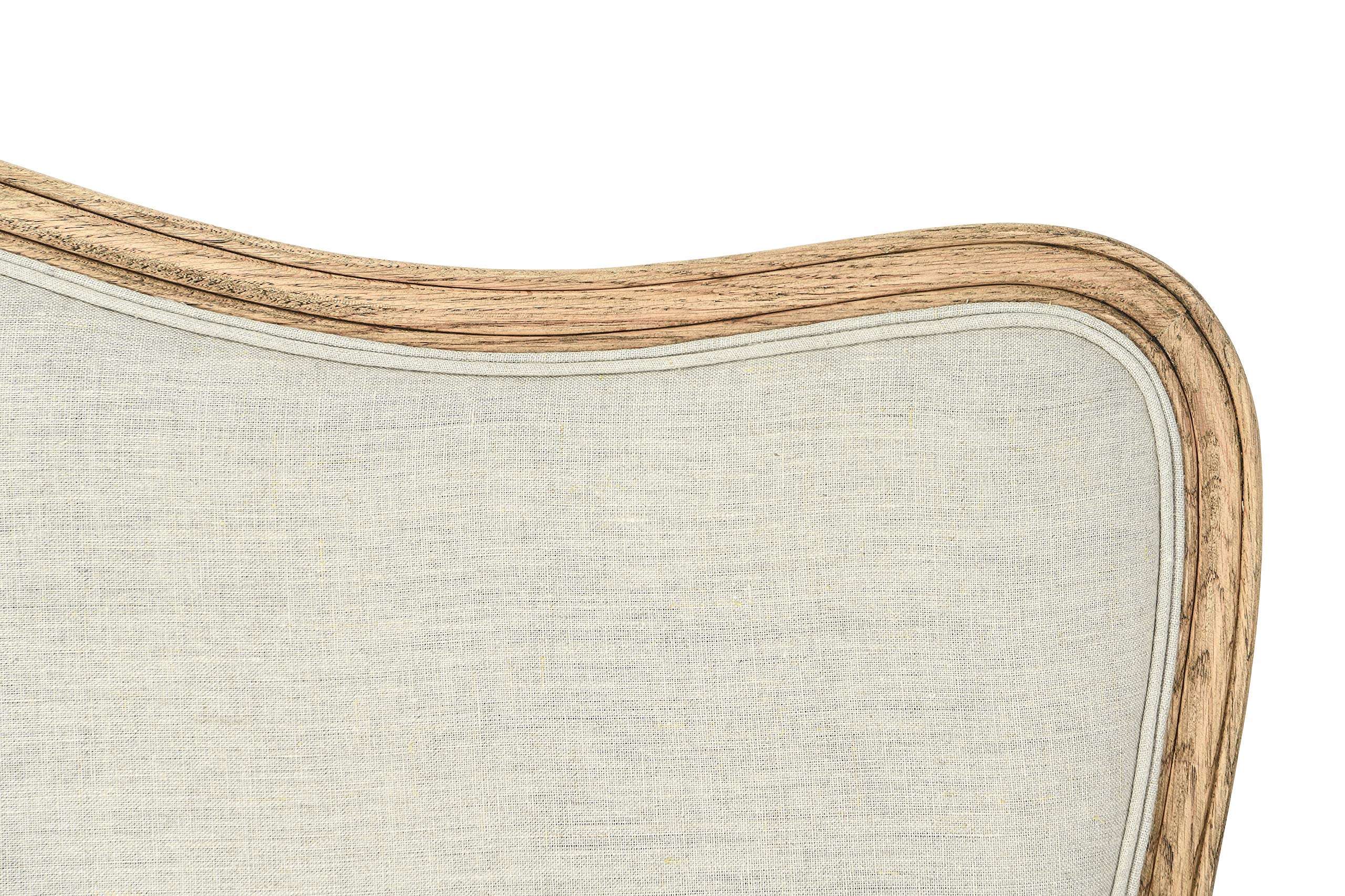 Creative Co-Op, Natural, Queen Modern Farmhouse Solid Oak Wood Headboard with Linen Upholstery, Beige