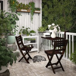 INTERBUILD REAL WOOD Acacia Hardwood Sofia Folding Chairs Balcony|Dining|Lawn|Indoor|Outdoor|Patio Chairs, 17" Tall, 2 Piece Set - Espresso