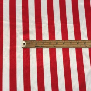 Sal Tex Fabrics, White/red 1 inch Stripe Soft/Silky Satin Polyester Fabric, Sells by The Yard.