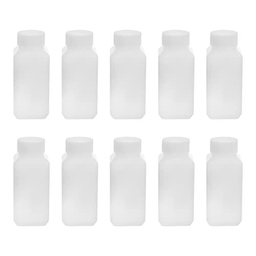 Othmro 10pcs 100ml/3.38oz Plastic Lab Chemical Reagent Bottles,10pcs 19.5mmx95mm(IDxH) Square Wide Mouth Liquid/Solid Sample Storage Container Sealing Bottles Translucent with Cap