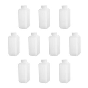 othmro 10pcs plastic lab chemical reagent bottles, 250ml/8.5 oz small mouth liquid/solid square sample storage container sealing bottles with cap white