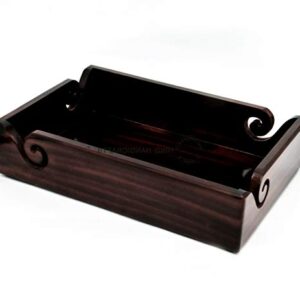 Hind Handicrafts Solid Handmade Crafted Wooden Portable Antique Yarn Storage Bowl Tray - Holder for Knitting Crochet Hook Accessories - Multipurpose Organiser (Torched Black, 12" x 8" x 2.5")