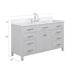 LUCA Kitchen & Bath LC54PBW Tuscan 54" Single Bathroom Vanity Set in Midnight Blue with Carrara Marble Top and Sink