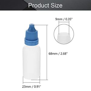 Othmro 0.5oz PE Lab Eye Plastic Dropper Bottles 50pcs, 15ml Squeezable Eye Liquid Dropper Thin Mouth Via of Liquid Sample Seal Storage Bottle with Childproof Blue Cap