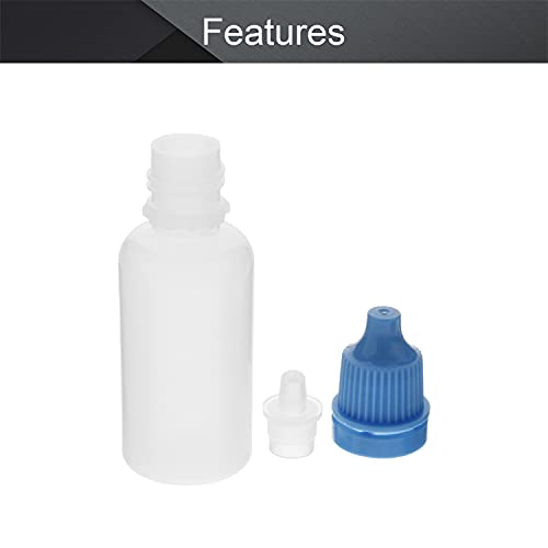 Othmro 0.5oz PE Lab Eye Plastic Dropper Bottles 50pcs, 15ml Squeezable Eye Liquid Dropper Thin Mouth Via of Liquid Sample Seal Storage Bottle with Childproof Blue Cap