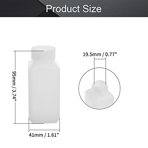 Othmro 10pcs 100ml/3.38oz Plastic Lab Chemical Reagent Bottles,10pcs 19.5mmx95mm(IDxH) Square Wide Mouth Liquid/Solid Sample Storage Container Sealing Bottles Translucent with Cap