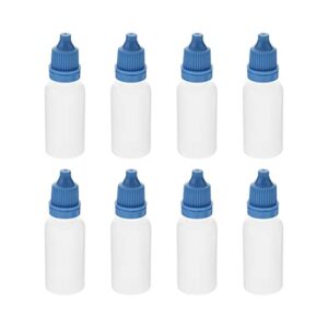 othmro 0.5oz pe lab eye plastic dropper bottles 50pcs, 15ml squeezable eye liquid dropper thin mouth via of liquid sample seal storage bottle with childproof blue cap