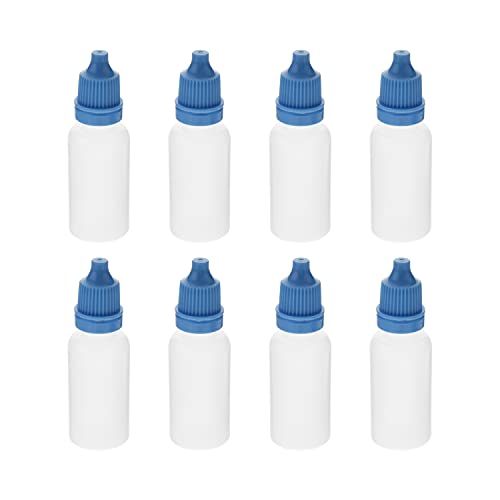 Othmro 0.5oz PE Lab Eye Plastic Dropper Bottles 50pcs, 15ml Squeezable Eye Liquid Dropper Thin Mouth Via of Liquid Sample Seal Storage Bottle with Childproof Blue Cap