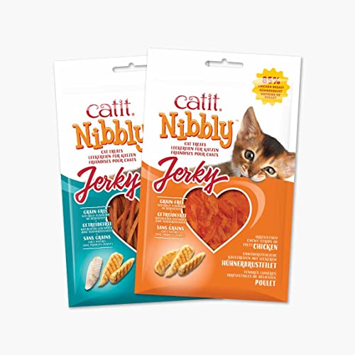 Catit Nibbly Jerky Cat Treats, Chicken Recipe - Grain-Free Cat Treat White 1.06 Ounce (Pack of 1)