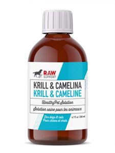 raw support krill & cameline 6.7fl.oz, mix liquid with a little warm water and stir into pets food,1 of 12 supplement options, dual protective closure with outer wrap.