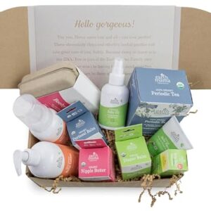 Earth Mama's Mama & Baby Gift Set | Breastfeeding & Postpartum Essentials, Skin Care Gifts for Mom & Newborn, Baby Lotion & Wash, Baby Oil, Sunscreen, Balms, Nipple Butter, Tea and Booby Tubes, 10 pcs