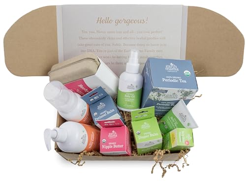 Earth Mama's Mama & Baby Gift Set | Breastfeeding & Postpartum Essentials, Skin Care Gifts for Mom & Newborn, Baby Lotion & Wash, Baby Oil, Sunscreen, Balms, Nipple Butter, Tea and Booby Tubes, 10 pcs