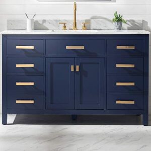 luca kitchen & bath lc54pbw tuscan 54" single bathroom vanity set in midnight blue with carrara marble top and sink