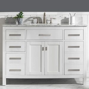 LUCA Kitchen & Bath LC48PWW Tuscan 48" Single Bathroom Vanity Set in Pure White with Carrara Marble Top and Sink