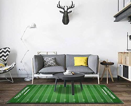 Home Area Runner Rug Pad American Football Field Background with Artificial Turf Soccer Field Thickened Non Slip Mats Doormat Entry Rug Floor Carpet for Living Room Indoor Outdoor Throw Rugs