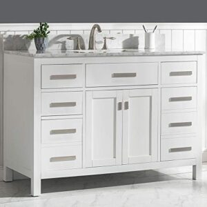 luca kitchen & bath lc48pww tuscan 48" single bathroom vanity set in pure white with carrara marble top and sink