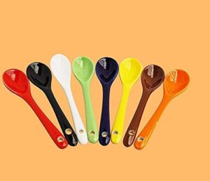 5" ceramic soup spoons porcelain spoons for coffee, tea, yogurt, ice-cream, appetizers and desserts, set of 8 (assorted colors)