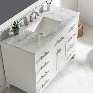 LUCA Kitchen & Bath LC48PWW Tuscan 48" Single Bathroom Vanity Set in Pure White with Carrara Marble Top and Sink