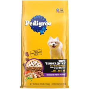 pedigree with tender bites for small dogs adult dry dog food, chicken and steak flavor, 3.5 lb. bag