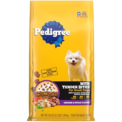 Pedigree With Tender Bites for Small Dogs Adult Dry Dog Food, Chicken and Steak Flavor, 3.5 lb. Bag