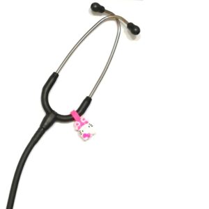 stethoscope charms clip - medical gift pink kitty