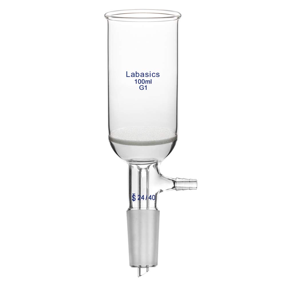 Labasics Borosilicate Glass Buchner Filtering Funnel with Coarse Frit (G1), 46mm Inner Diameter, 80mm Depth, with 24/40 Standard Taper Inner Joint and Vacuum Serrated Tubulation (100ml)