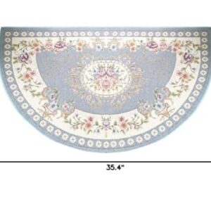 Semi Circle Door Mat, Soft Half Moon Rug, Floral Anti-Slip Carpet for Home Entrance Bedroom Living Room Bathroom Indoor Outdoor, 23.6 x 35.4inch