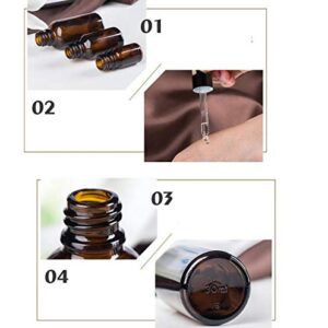 3PCS 50ml/1.7oz Amber Glass Graduated Measurement Dropper Bottle Vials Empty Refillable Storage Container Jar with Black Rubber Cap and Glass Eye Dropper for Essential Oil Aromatherapy