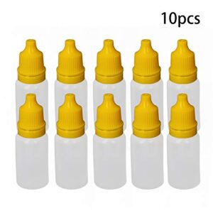 Othmro 10Pcs 0.3oz PE Plastic Lab Eye Dropper Bottles 10ml Squeezable Eye Liquid Dropper Bottle Small Mouth Drop Bottles Liquid Sample Seal Storage Bottles with Yellow Cap for Travel Kitchen